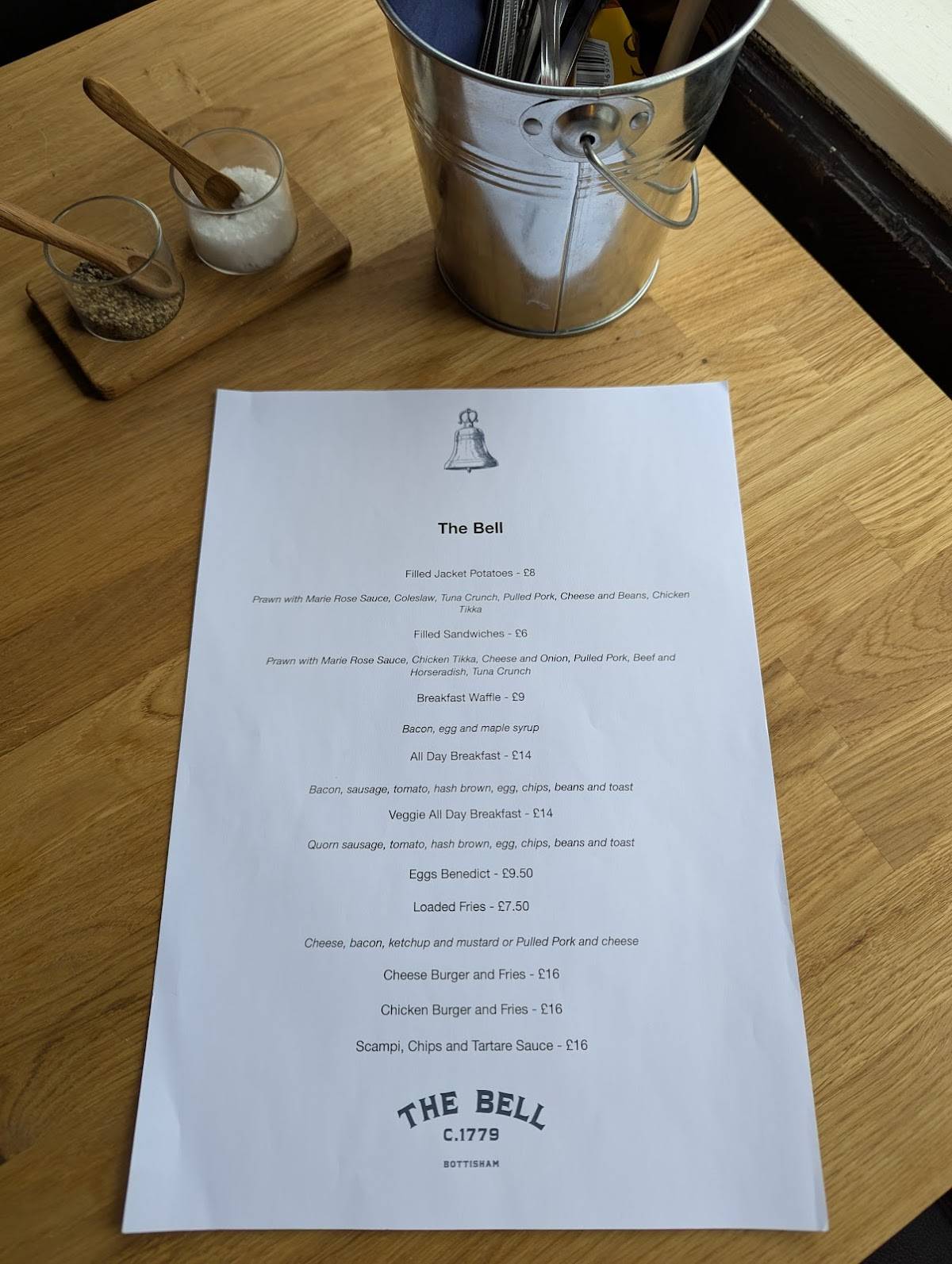 Menu at The Bell pub & bar, Lode, 16 High St