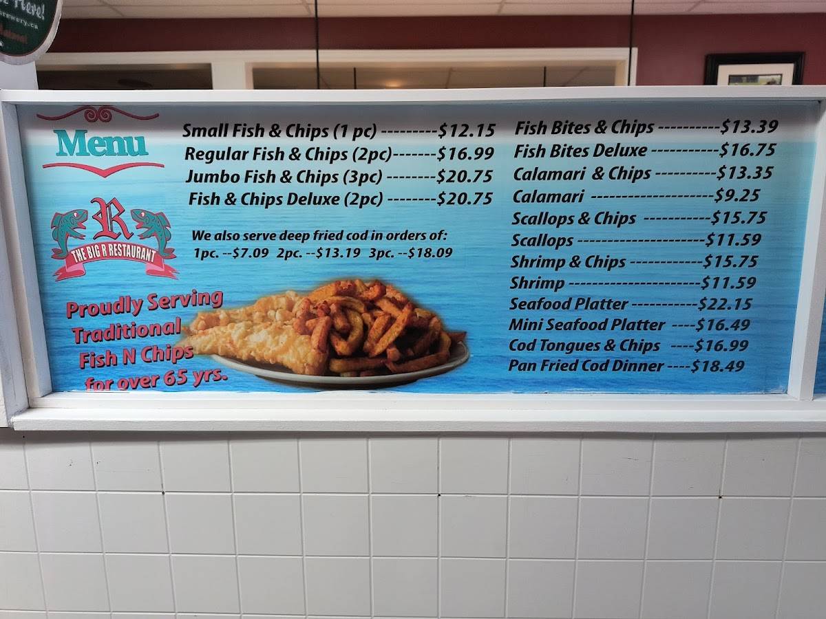 Menu at The Big R Restaurant, St. John's, 201 Blackmarsh Rd