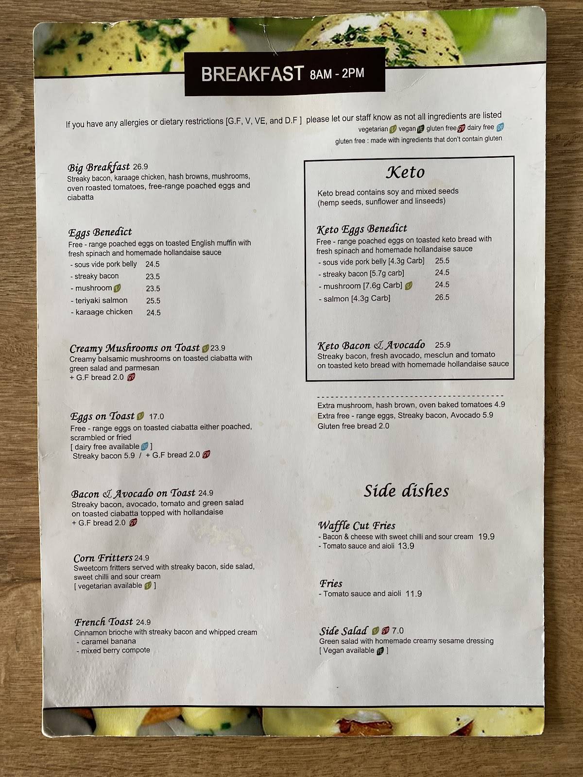Menu at The Blend Cafe, Whanganui