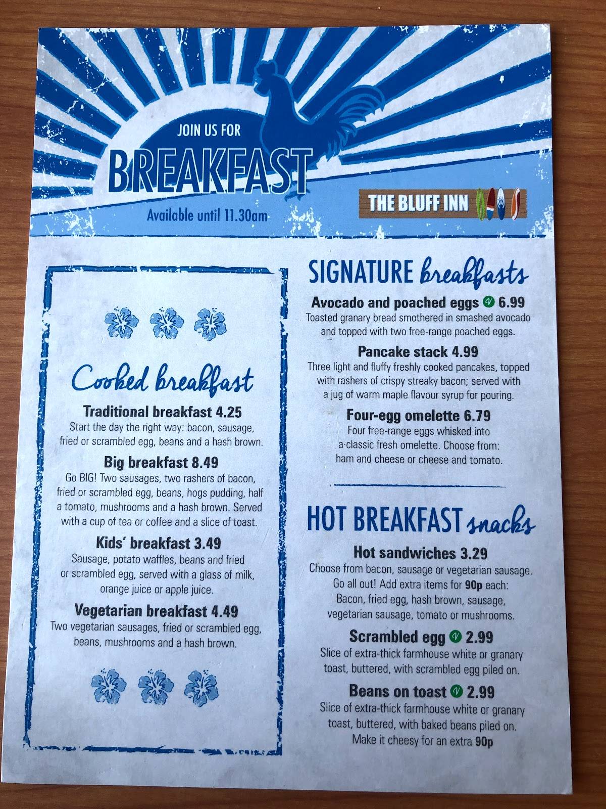 Menu at The Bluff Inn pub & bar, Hayle