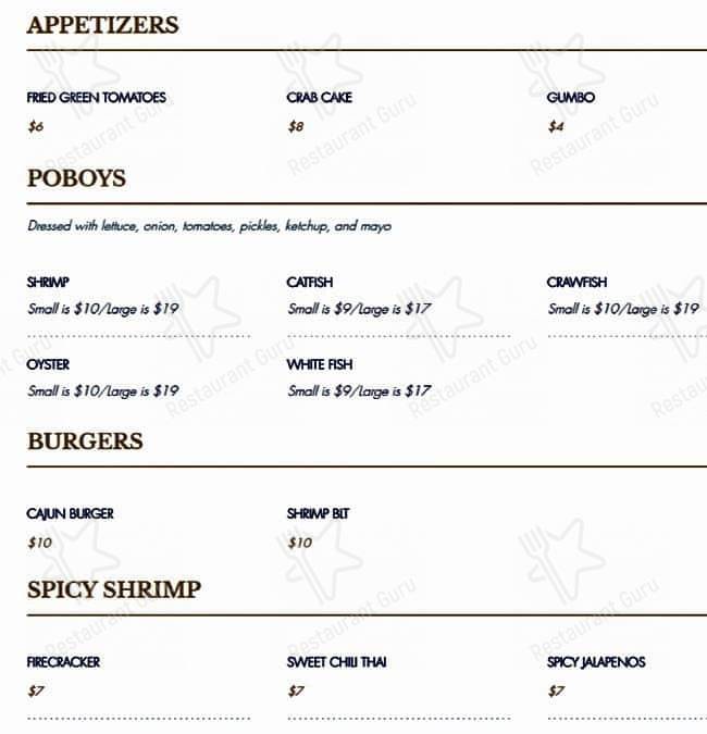 Menu at The Boiling Pot restaurant, Mobile, Airport Blvd