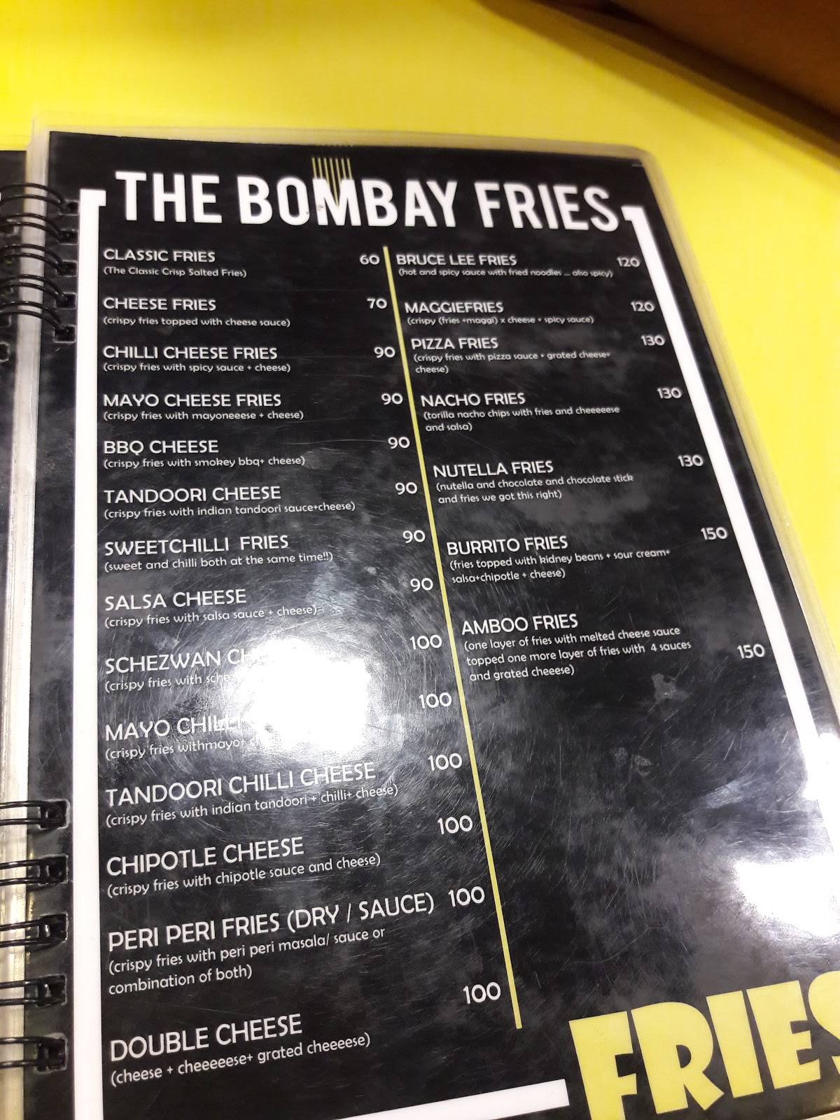 Menu at The Bombay Fries, Thane, 5XR8+RV2