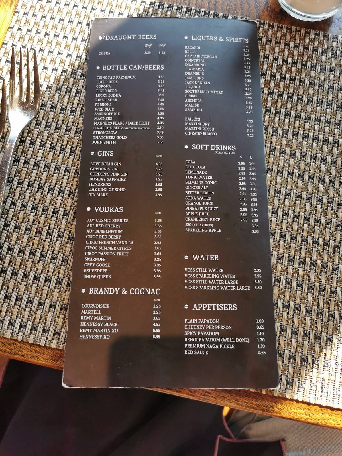 Menu at The Bombay Stourbridge restaurant, Stourbridge