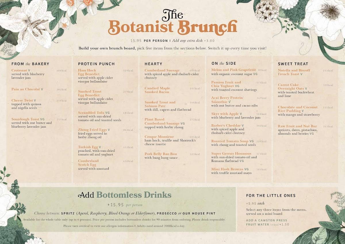 Menu at The Botanist Chester pub & bar, Chester