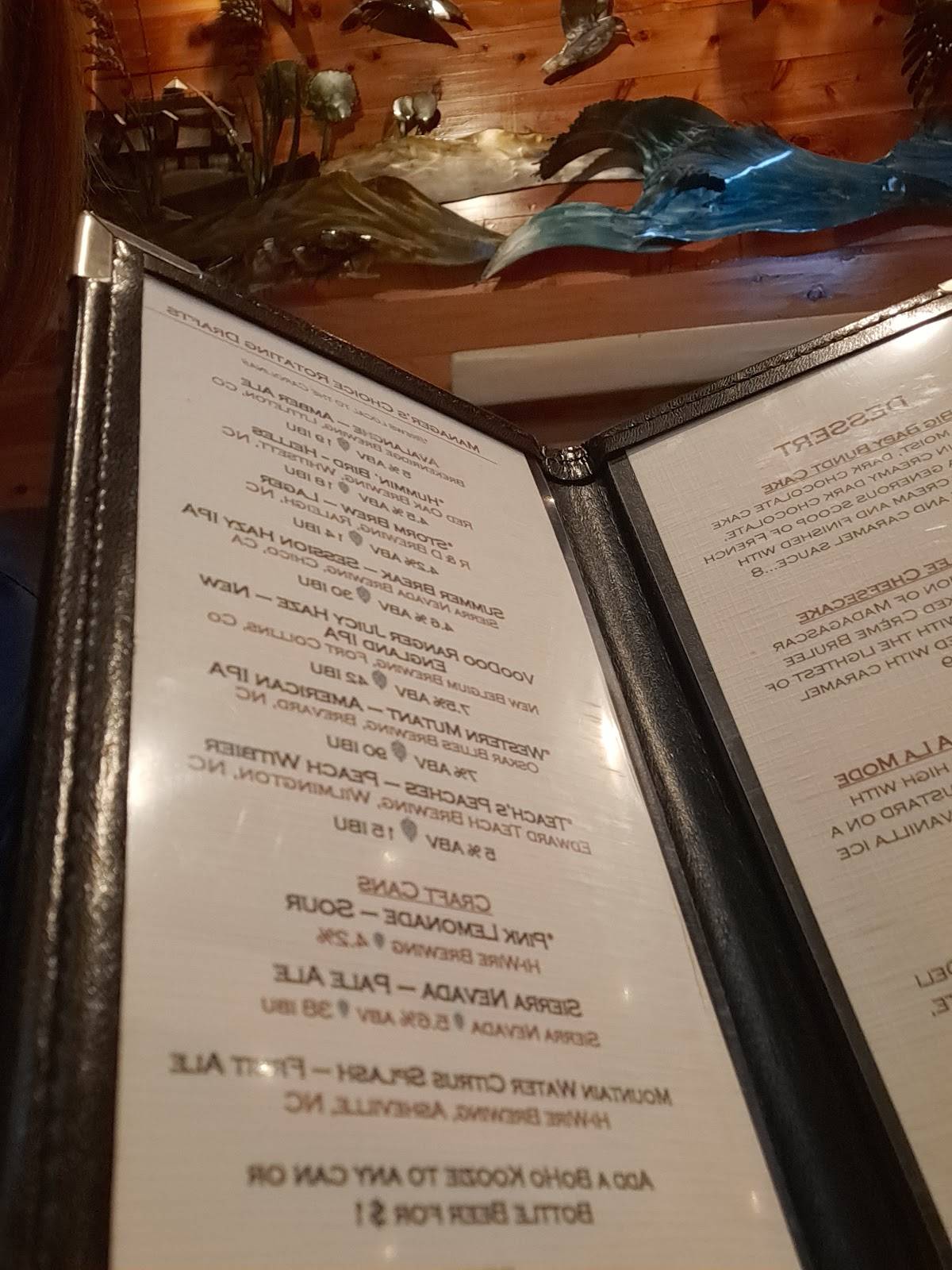 Menu at The Boundary House Restaurant, Calabash
