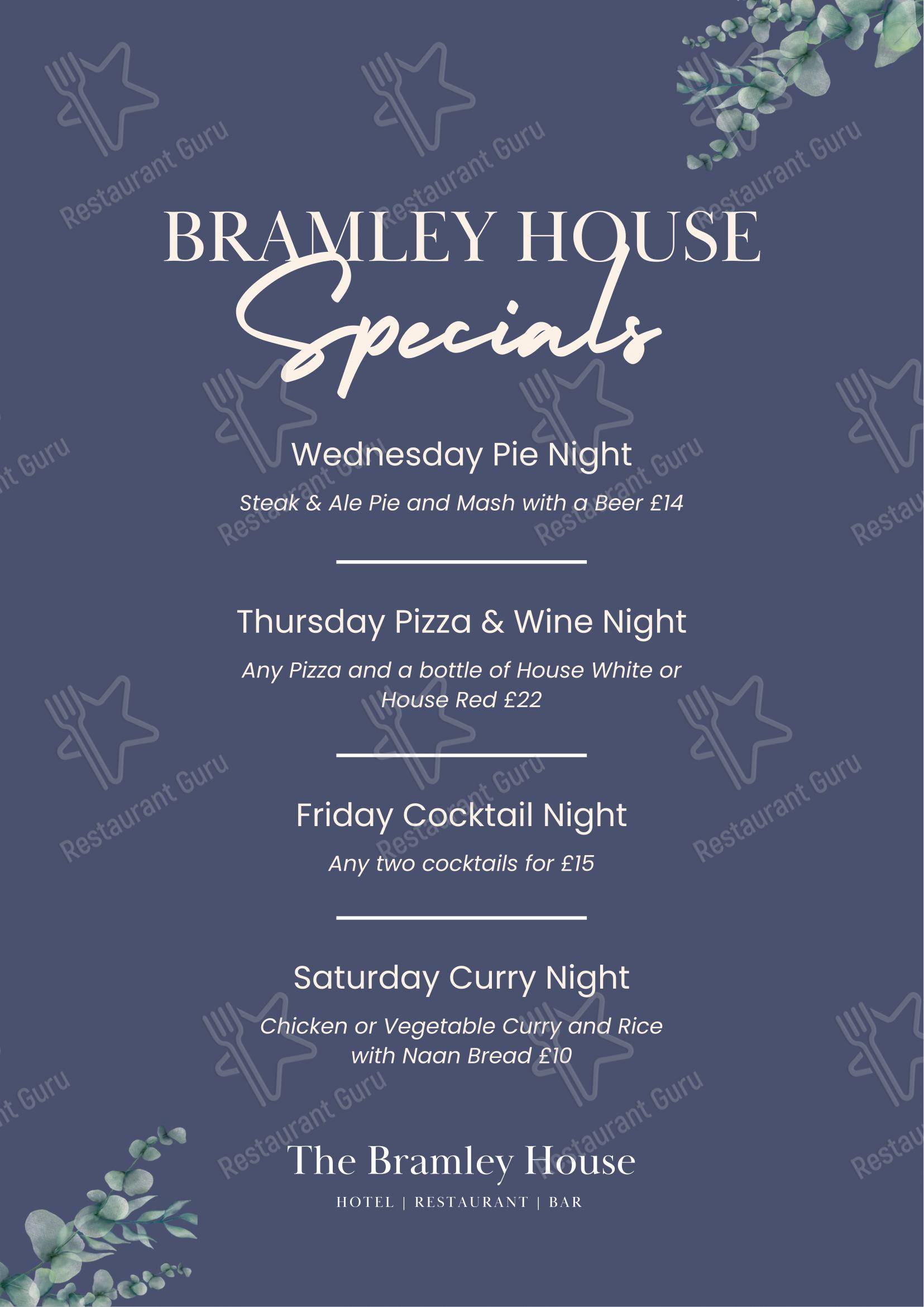 Menu at The Bramley House Hotel restaurant, Chatteris