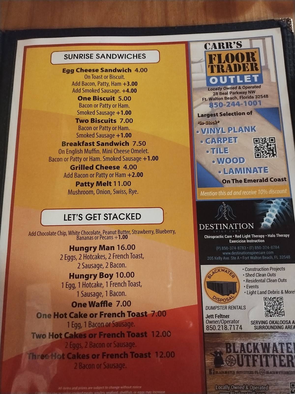 Menu at The Breakfast Place restaurant, Fort Walton Beach
