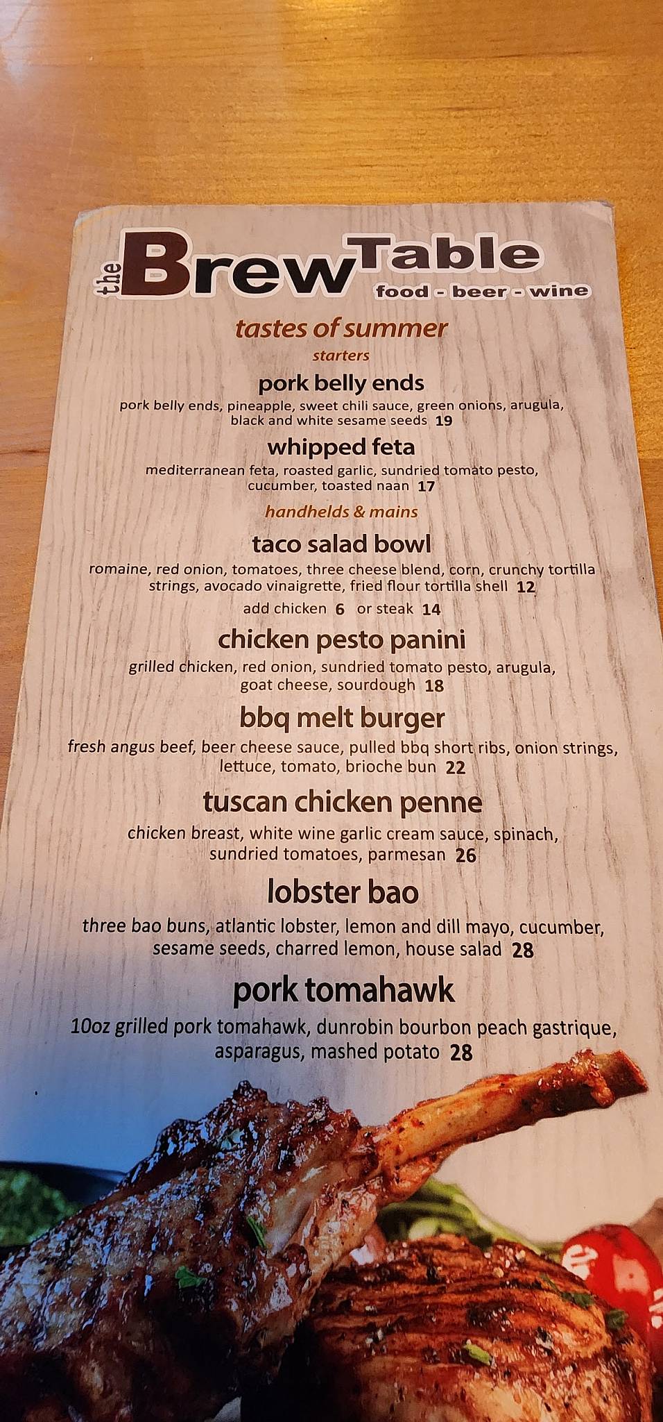 Menu at The Brew Table pub & bar, Ottawa, 308 Moodie Dr