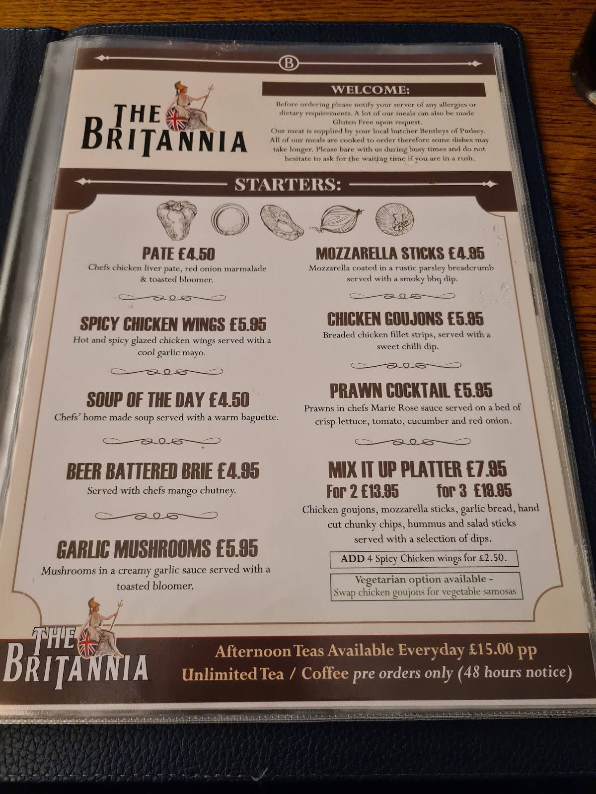 Menu at The Britannia pub & bar, Leeds, 239 Swinnow Rd
