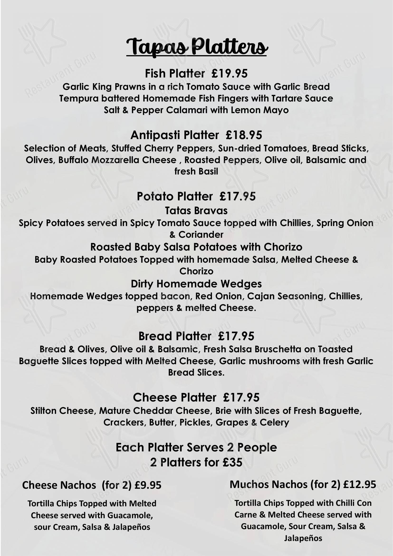 Menu at The Brook restaurant, Sheffield