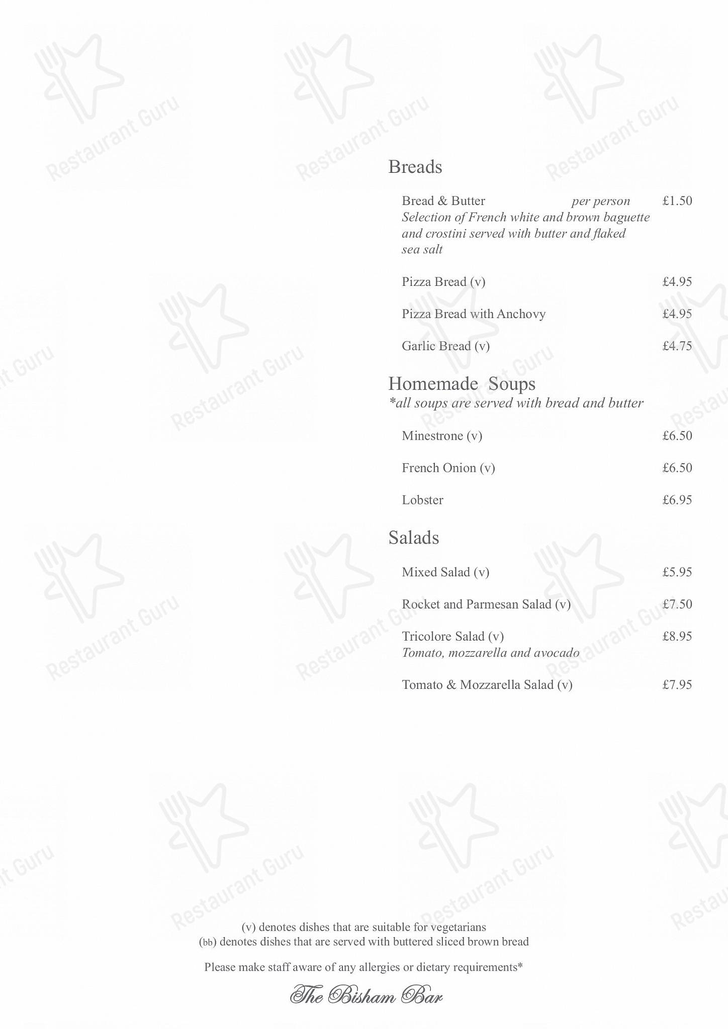 Menu at The Bull Inn Bisham pub & bar, Marlow