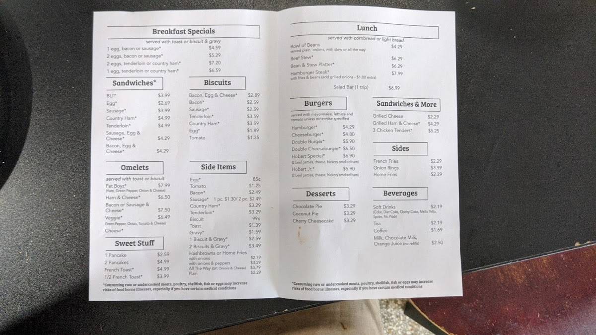 Menu at The Burger Shack restaurant, Greeneville