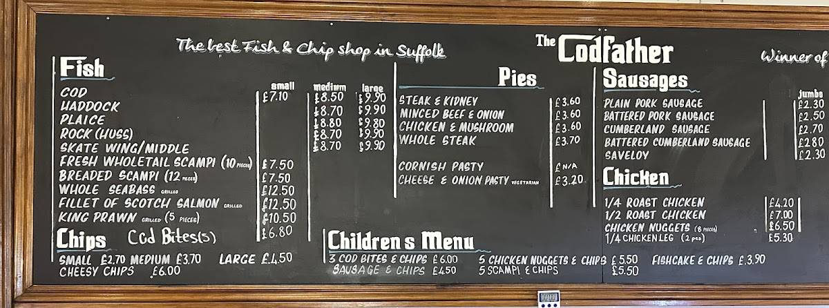 Menu at The CODFATHER Sudbury restaurant, Sudbury