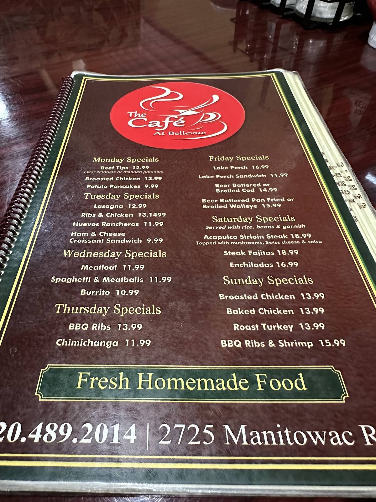 Menu at The Café at Bellevue restaurant, Bellevue