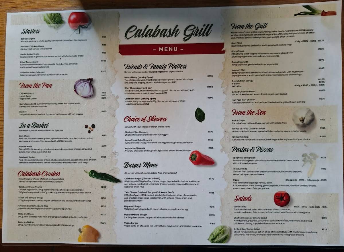 Menu at The Calabash Grill Restaurant, Phalaborwa