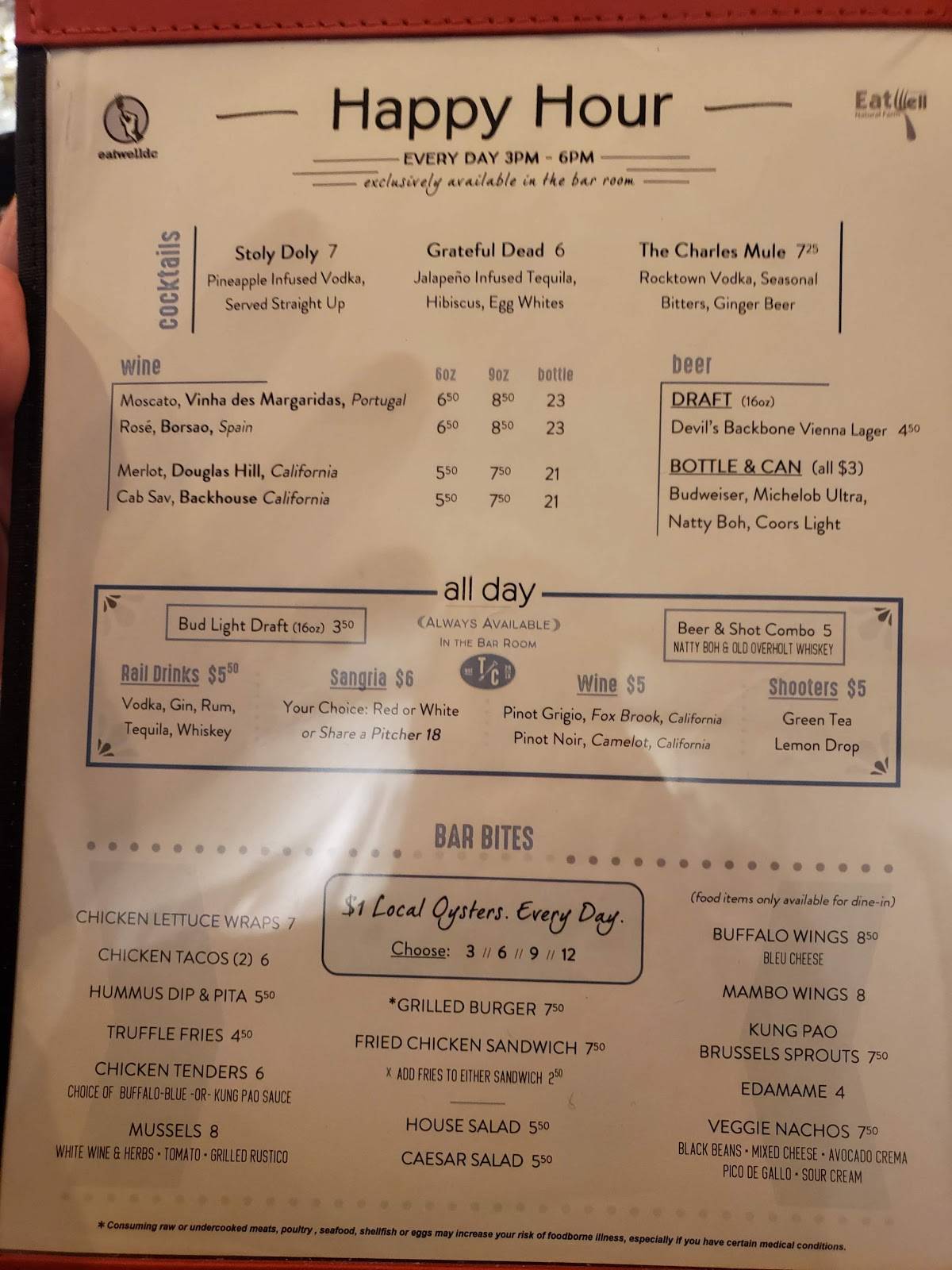 Menu at The Charles Restaurant & Bar, La Plata