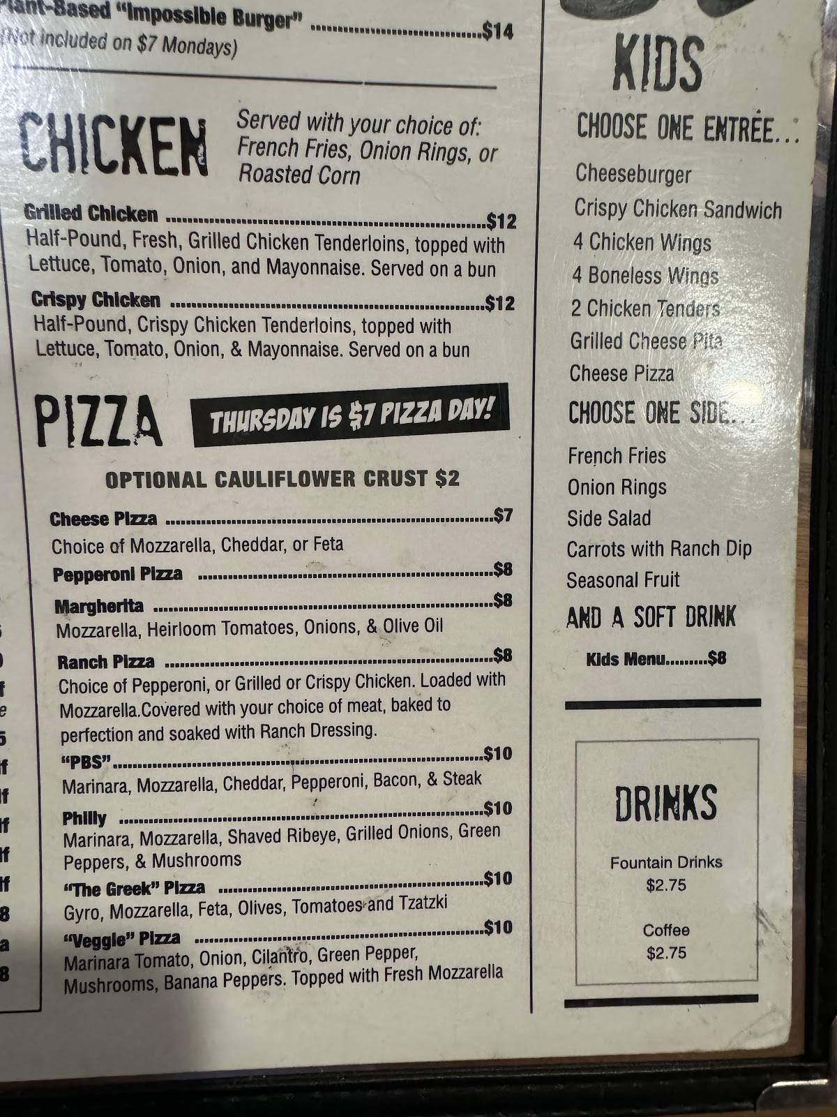Menu at The Cold Spot pub & bar, Charleston, Washington St W