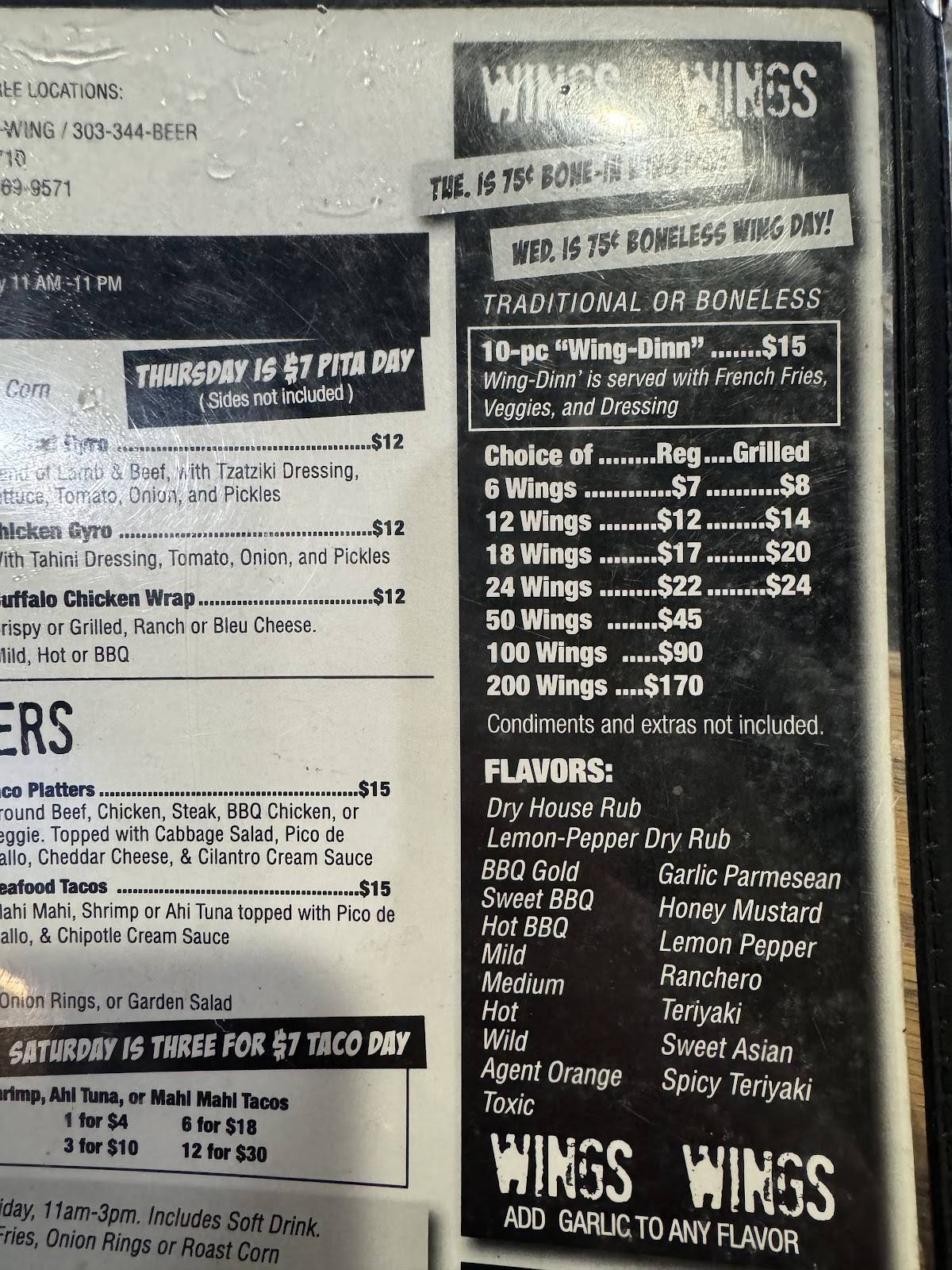 Menu at The Cold Spot pub & bar, Charleston, Washington St W