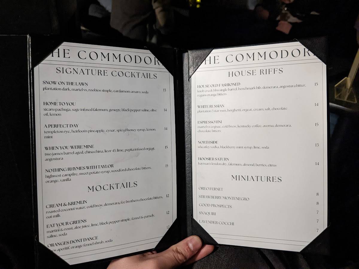 Menu at The Commodore pub & bar, Indianapolis