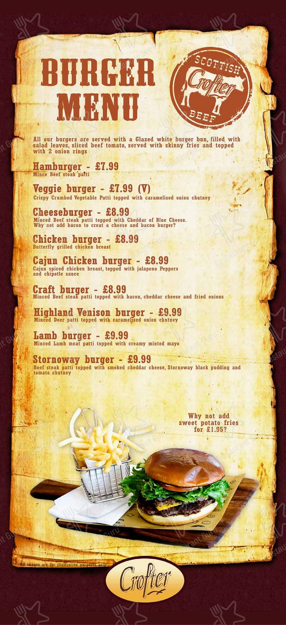 Menu at The Crofter Bar and Restaurant, Fort William