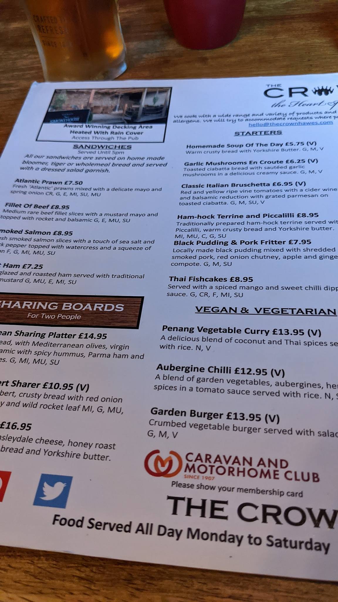 Menu at The Crown Hawes pub & bar, Hawes