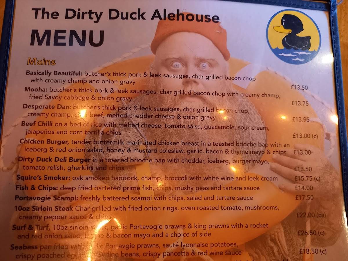 Menu at The Dirty Duck Alehouse pub & bar, Holywood