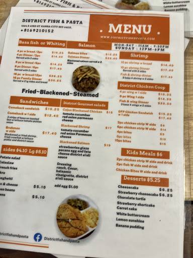 Menu at The District Fish & Pasta House desserts, Kansas City, E 63rd St