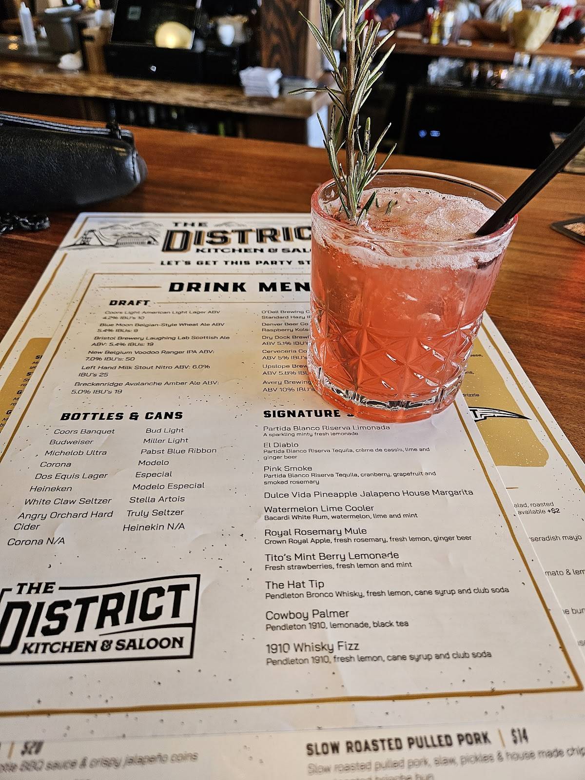 Menu at The District Kitchen & Saloon pub & bar, Cripple Creek