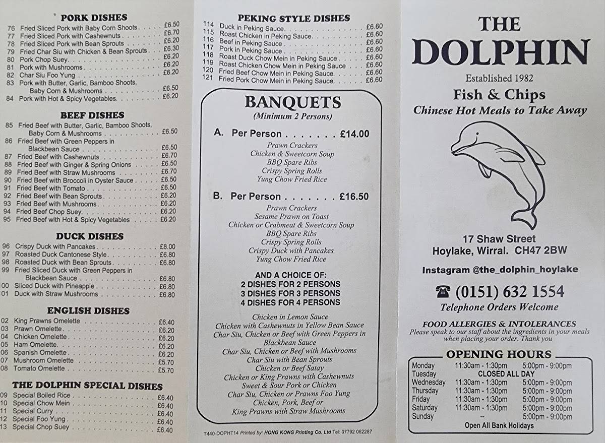Menu at The Dolphin fish and chip shop fast food, Meols