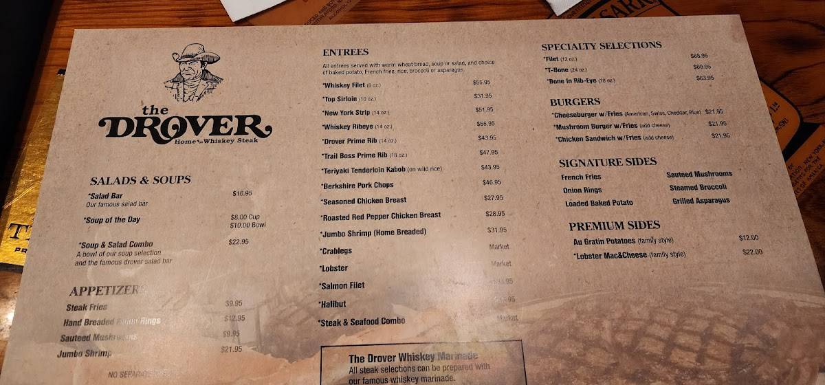 Menu at The Drover pub & bar, Omaha, S 73rd St