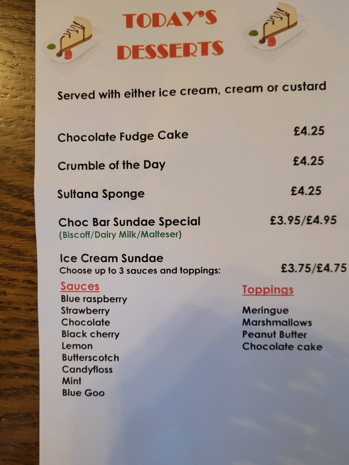 Menu at The Dudley Arms pub & bar, Dudley