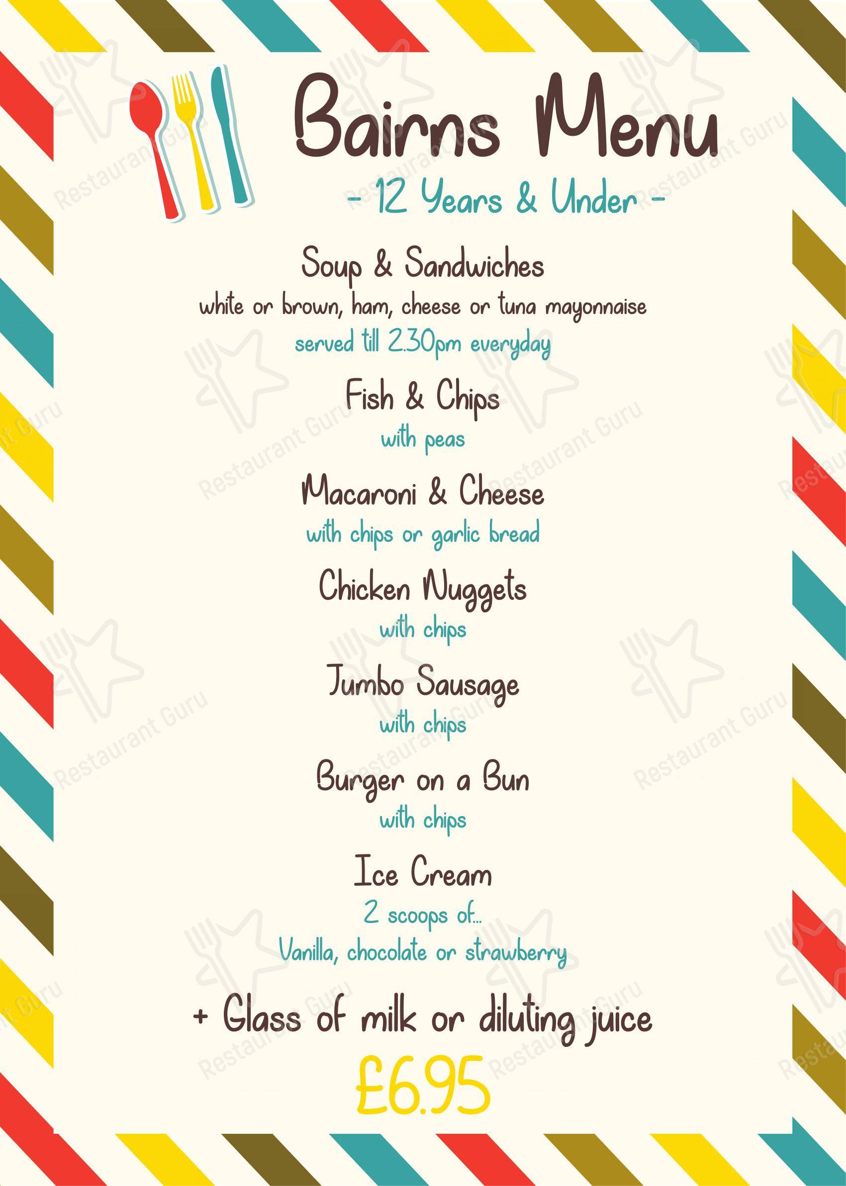 Menu at Dutch Inn restaurant, Falkirk