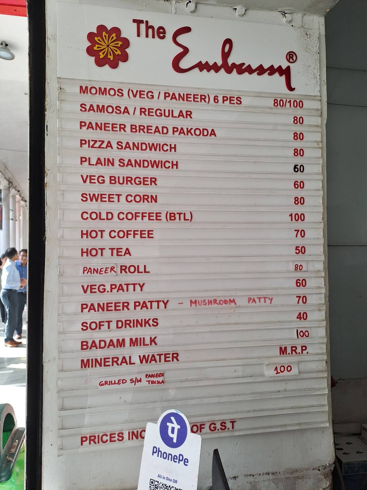 Menu at The Embassy Restaurant, New Delhi