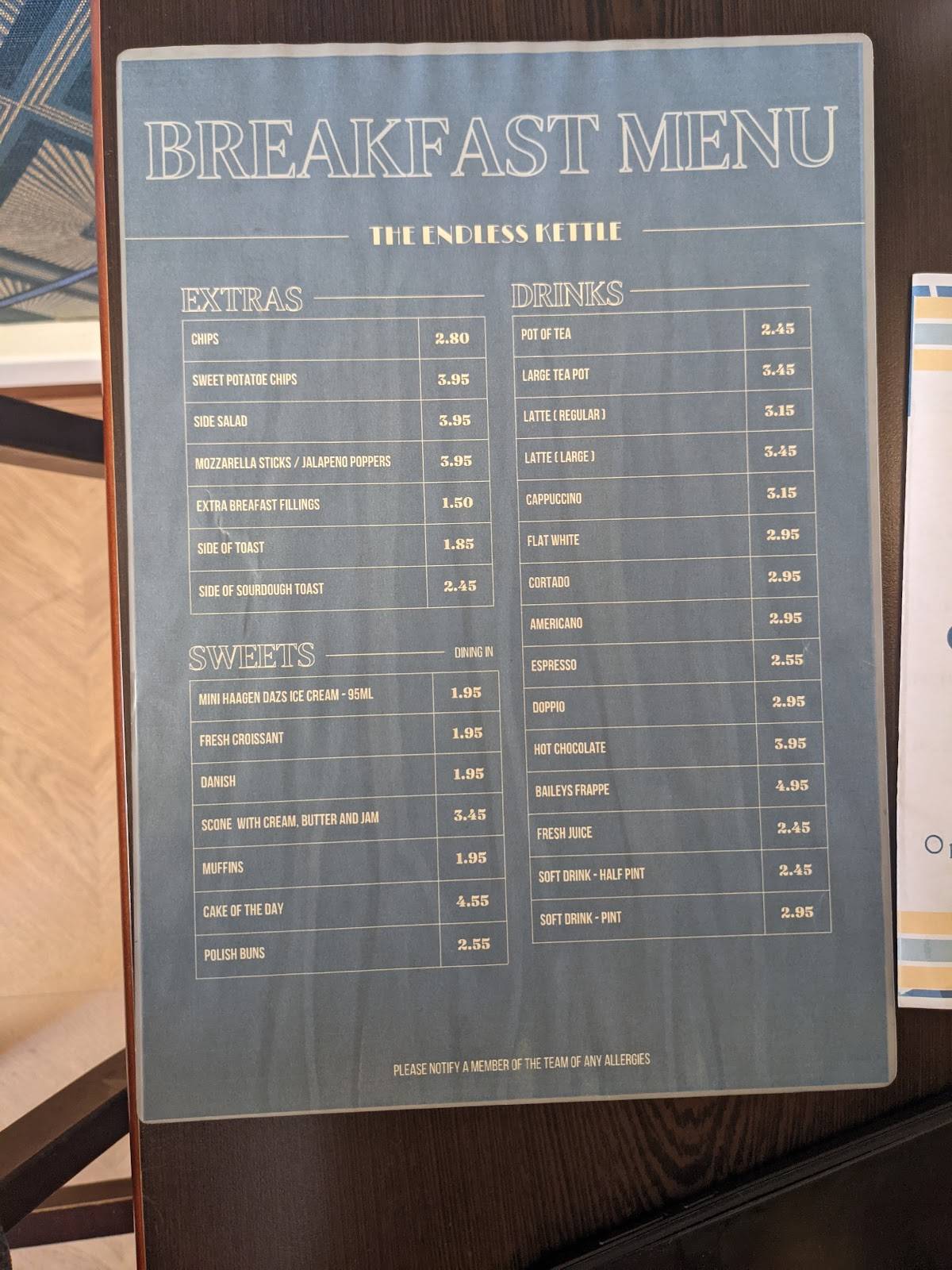 Menu at The Endless Kettle pub & bar, Keighley