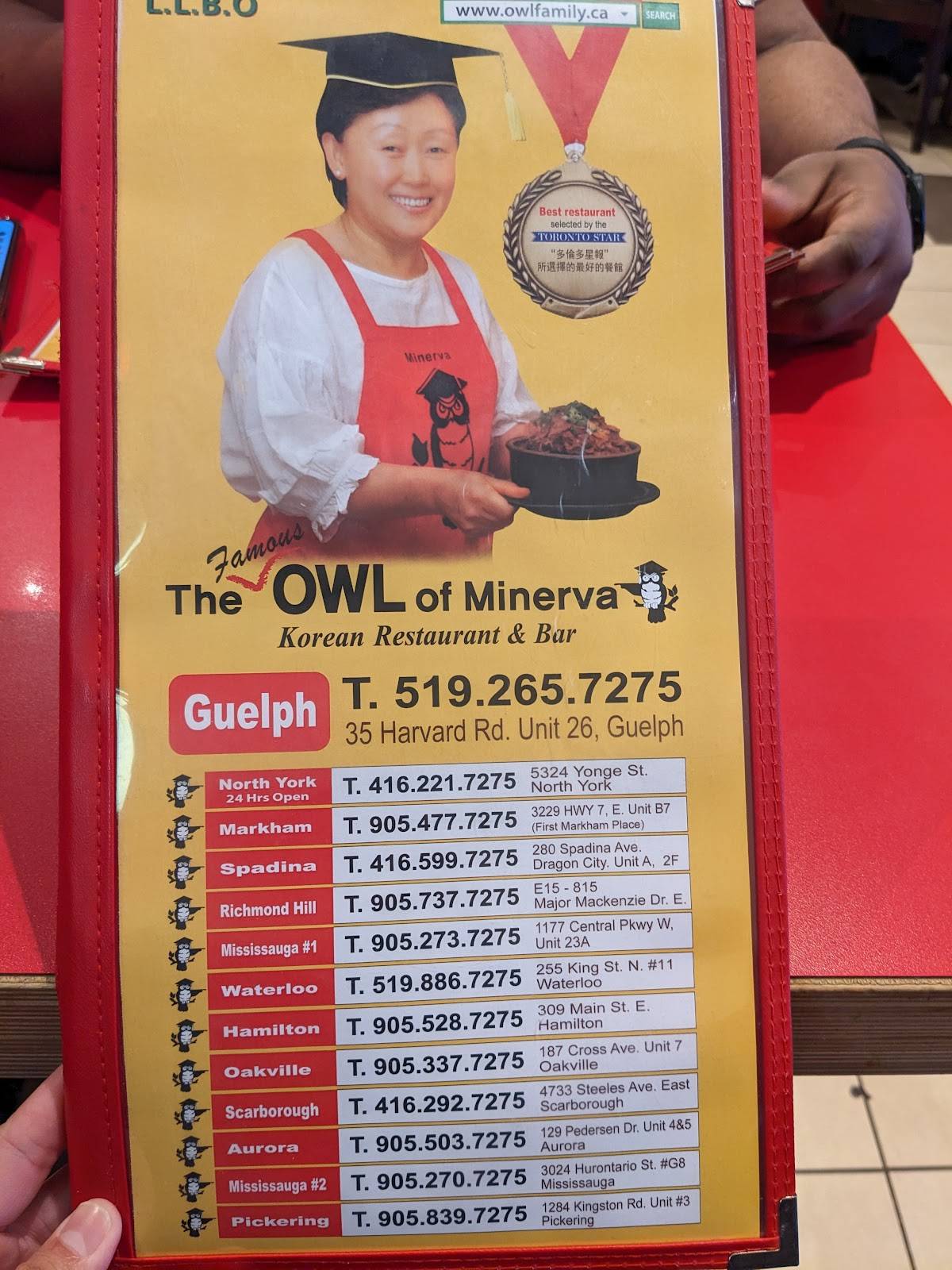 Menu at The Famous Owl of Minerva (Guelph) restaurant, Guelph