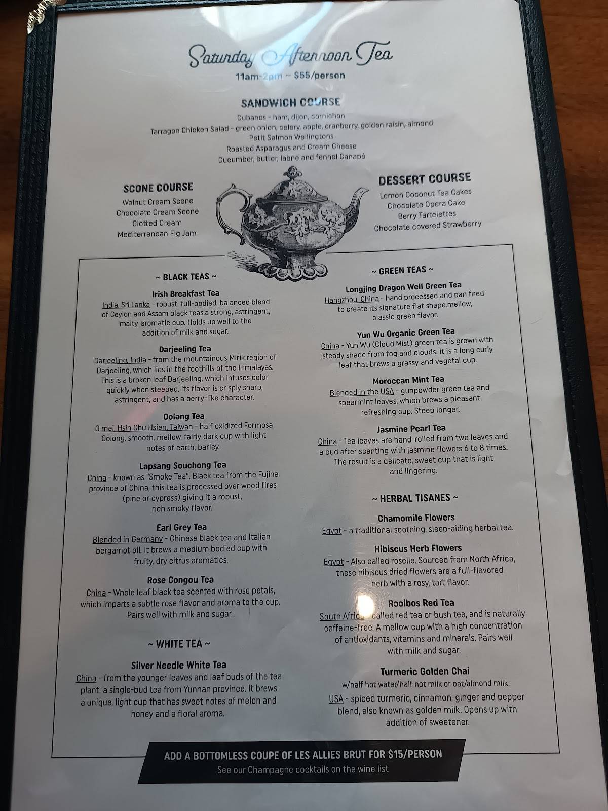 Menu at The Farish House restaurant, Phoenix