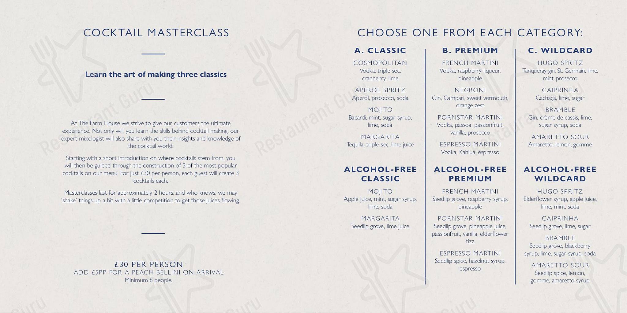 Menu at The Farm House pub & bar, West Malling