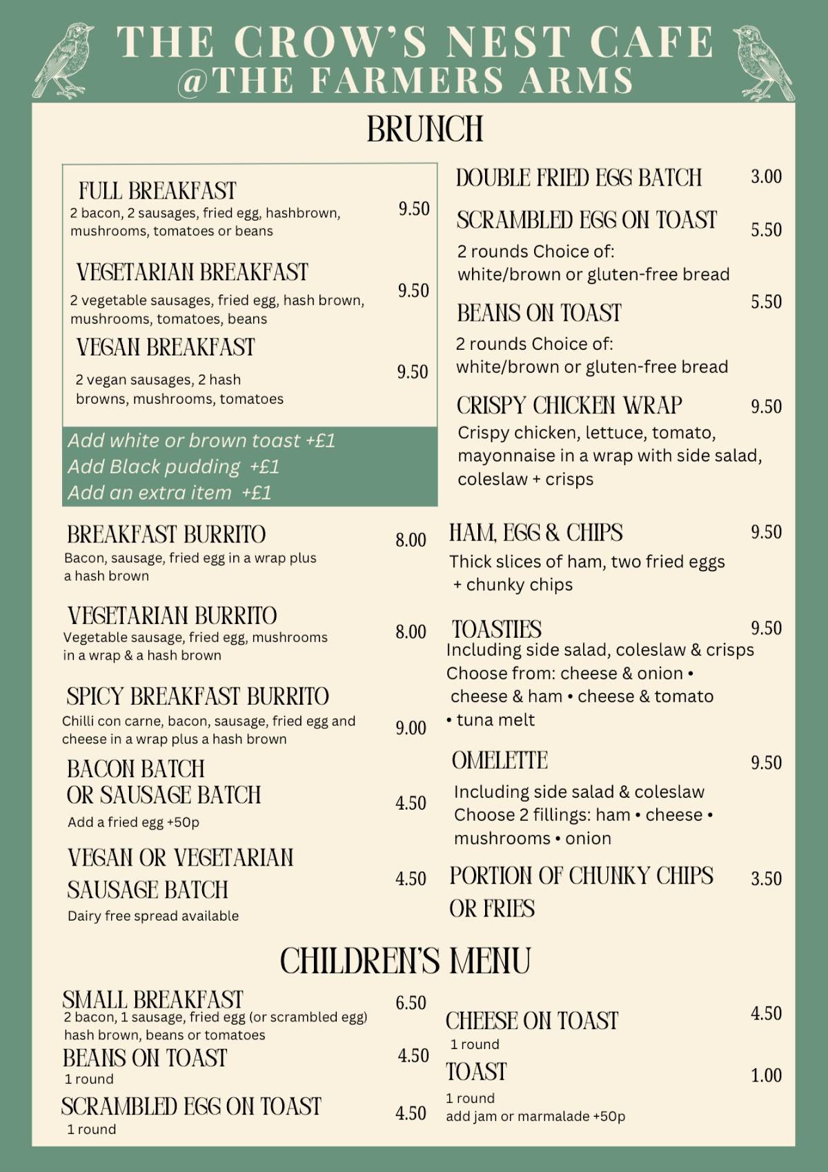 Menu at The Farmers Arms pub & bar, Kelsall