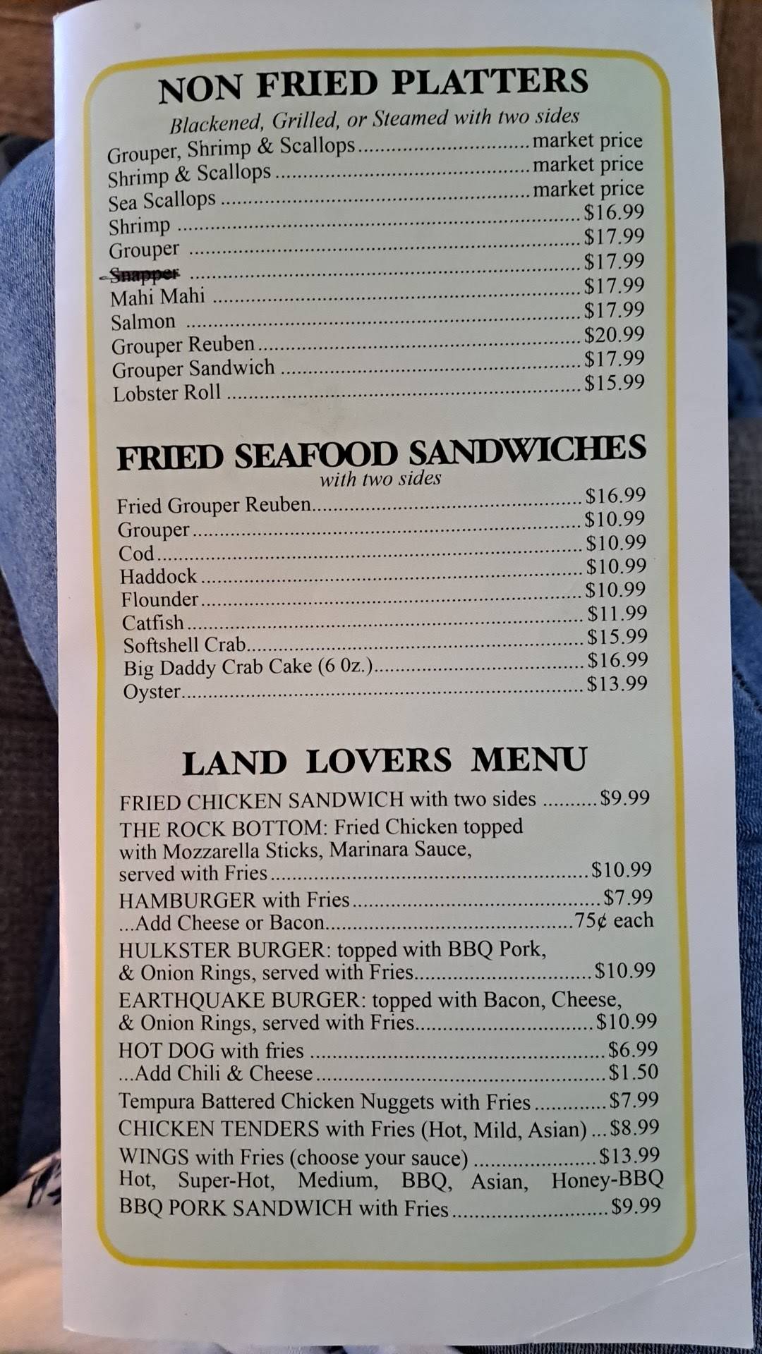 Menu at The Fish Guy restaurant, New Port Richey