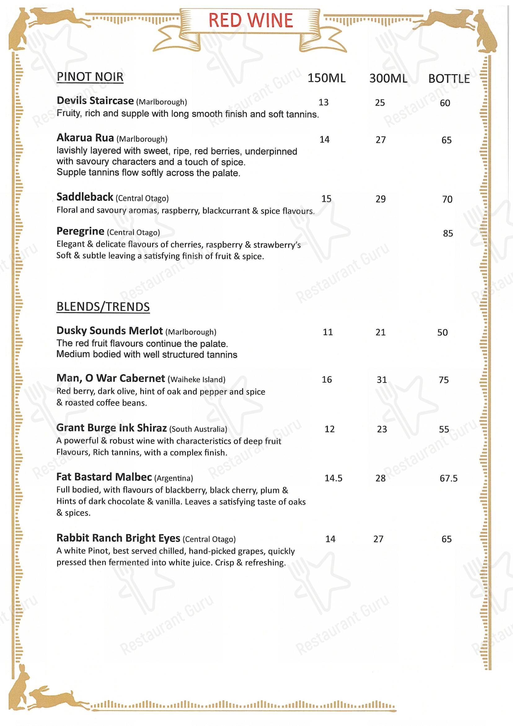 Menu at The Flaming Rabbit restaurant, Lincoln