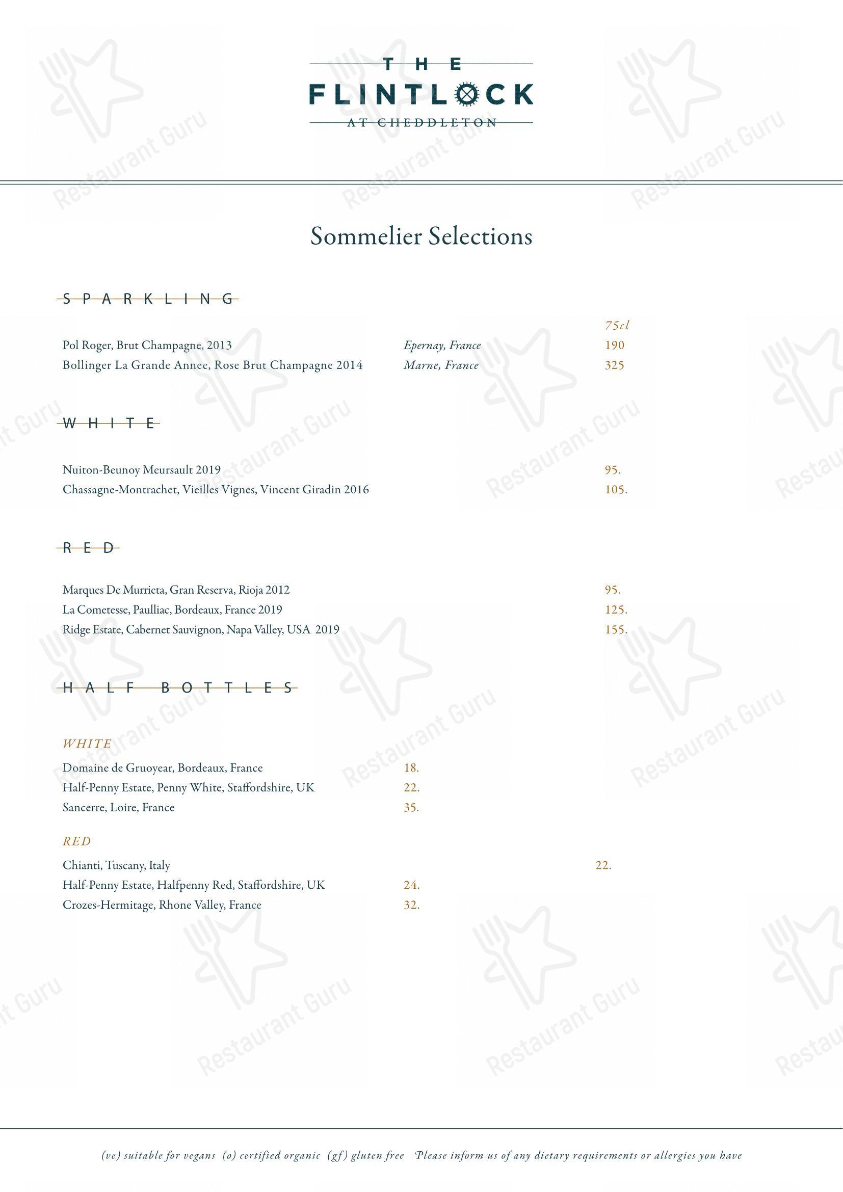 Carta del restaurante The Flintlock at Cheddleton, Cheddleton