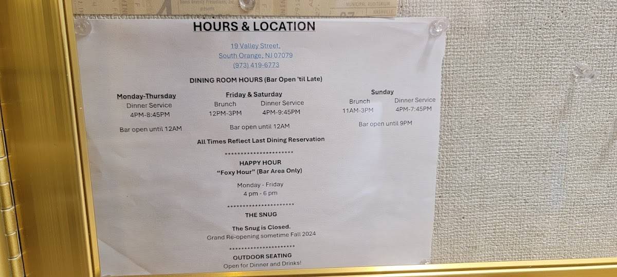 Menu at The Fox & Falcon by David Burke pub & bar, South Orange