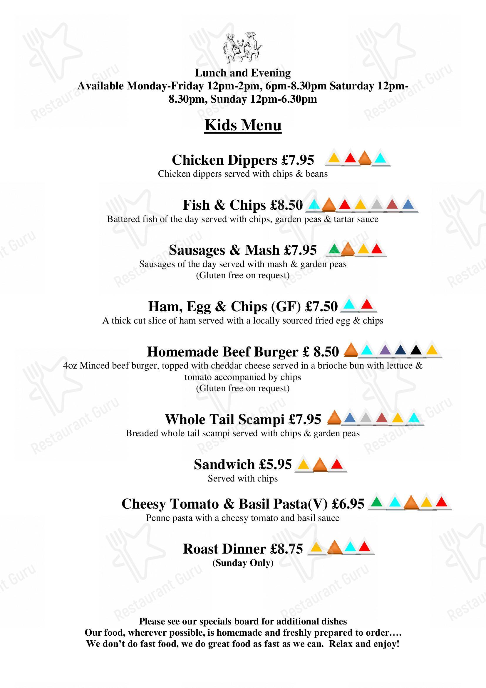 Menu at The Fox & Hounds pub & bar, Fleet