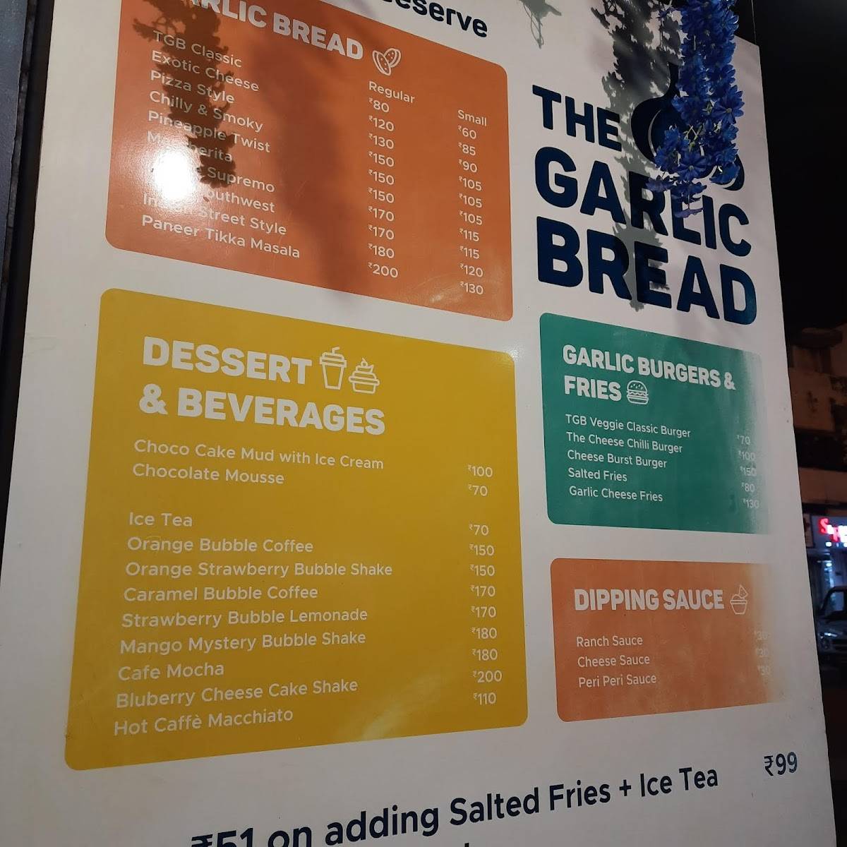 Menu at The Garlic Bread, Bhopal, Bittan Market