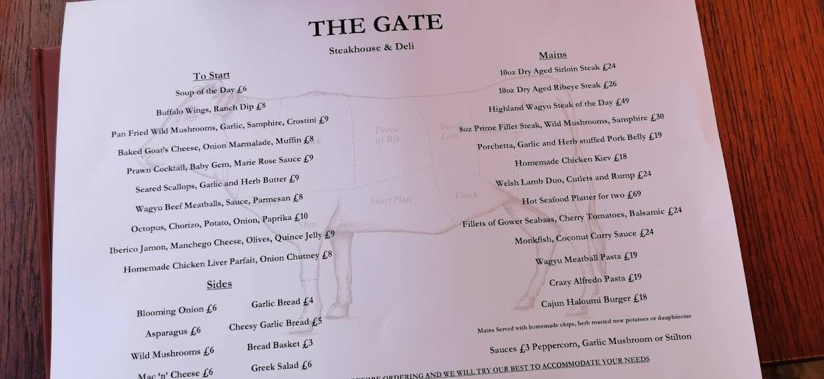 Menu at The Gate Llanfrechfa pub & bar, Cwmbran