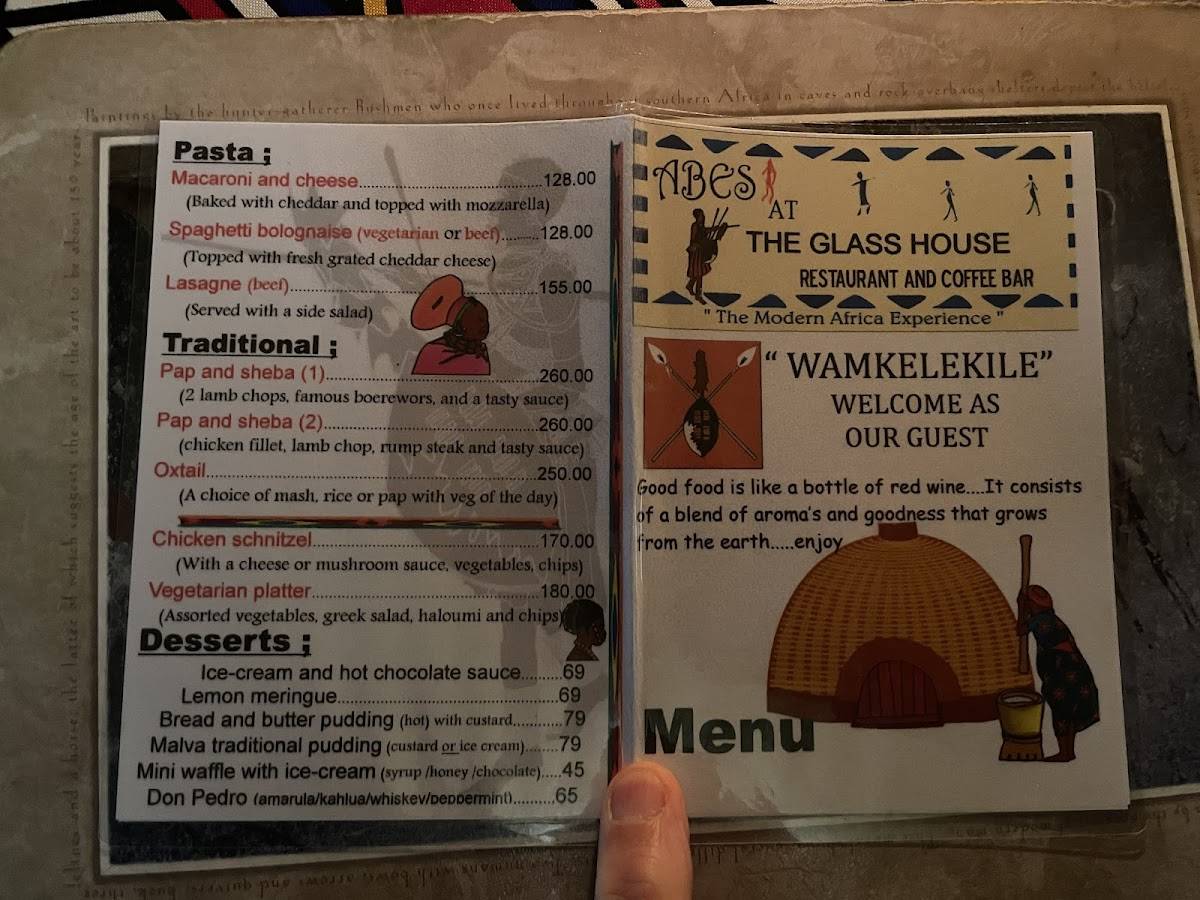 Menu at The Glass House Restaurant, Graskop, 14 Louis Trichardt Ave