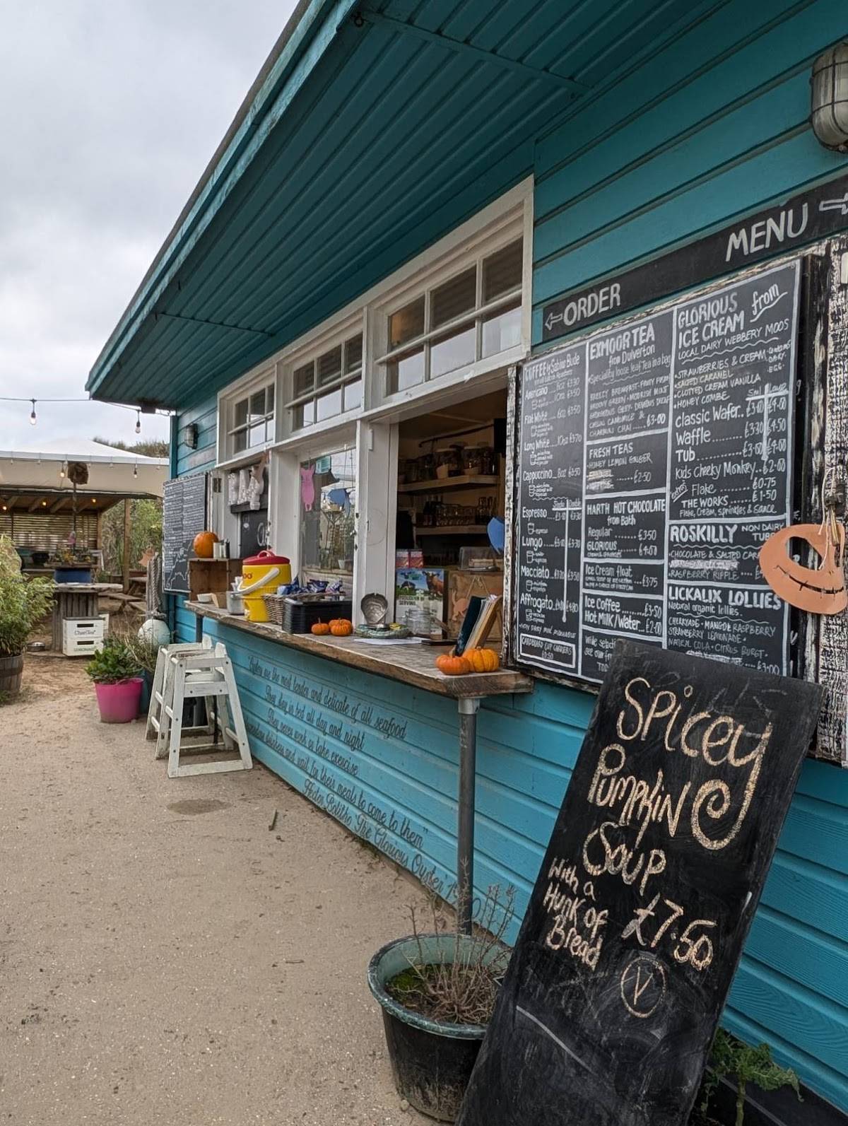 Menu at The Glorious Oyster cafe, Instow, Sandhills Car Park