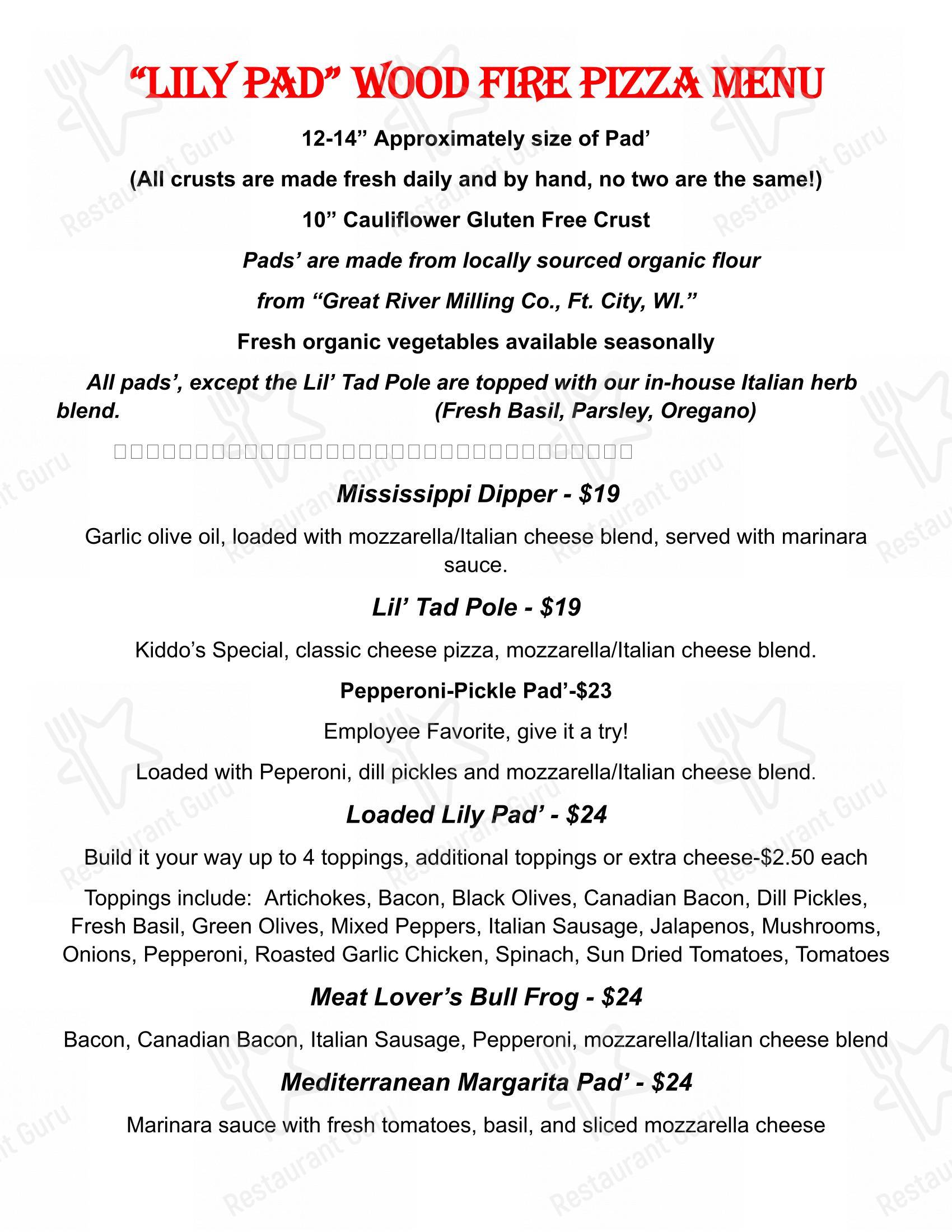 Menu at The Golden Frog pub & bar, Fountain City