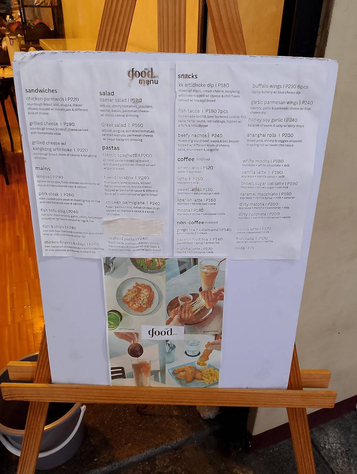 Menu at The Good Food restaurant, Quezon City