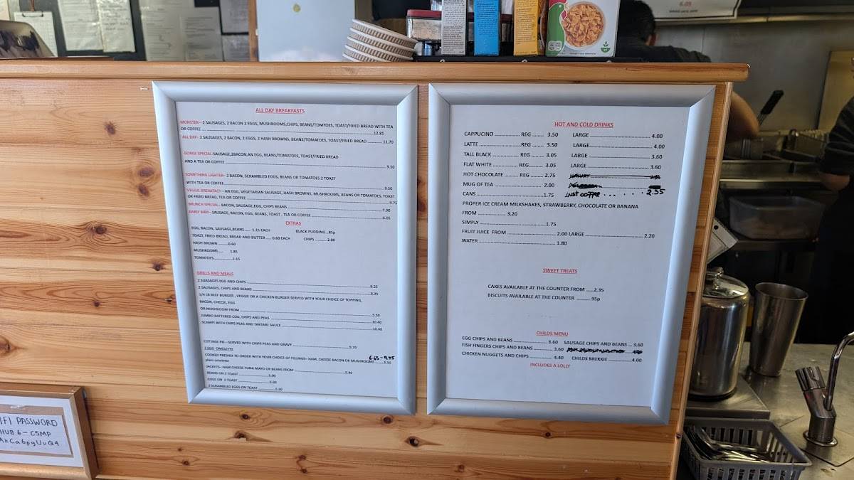 Menu at The Gorge Cafe, Reading